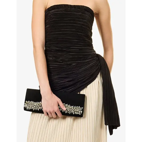 Simkhai River East West Crystal And Suede Clutch