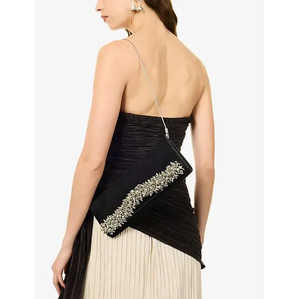 Simkhai River East West Crystal And Suede Clutch