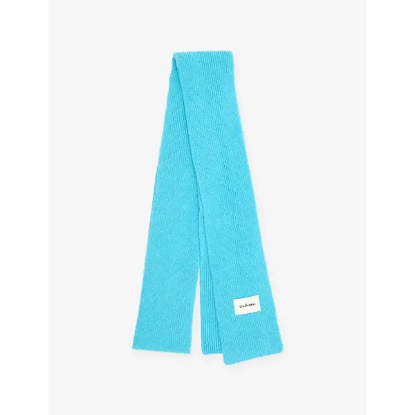 CLOIMH Branded-patch Ribbed Wool Scarf - Bright Blue