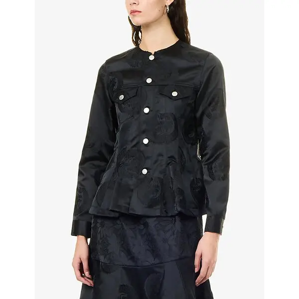 Comme Des Garçons Peplum Jacquard Woven Jacket