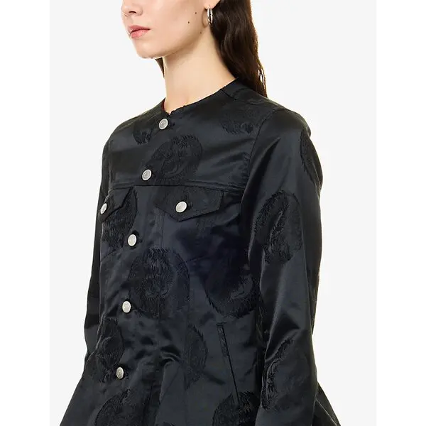 Comme Des Garçons Peplum Jacquard Woven Jacket