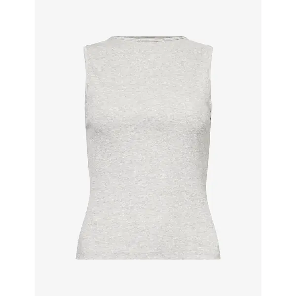 Dissh Amara Boat-neck Cotton-blend Tank Top - Grey Marle