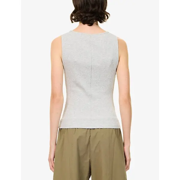 Dissh Amara Boat-neck Cotton-blend Tank Top - Grey Marle