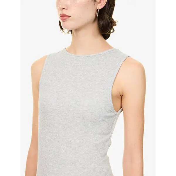 Dissh Amara Boat-neck Cotton-blend Tank Top - Grey Marle