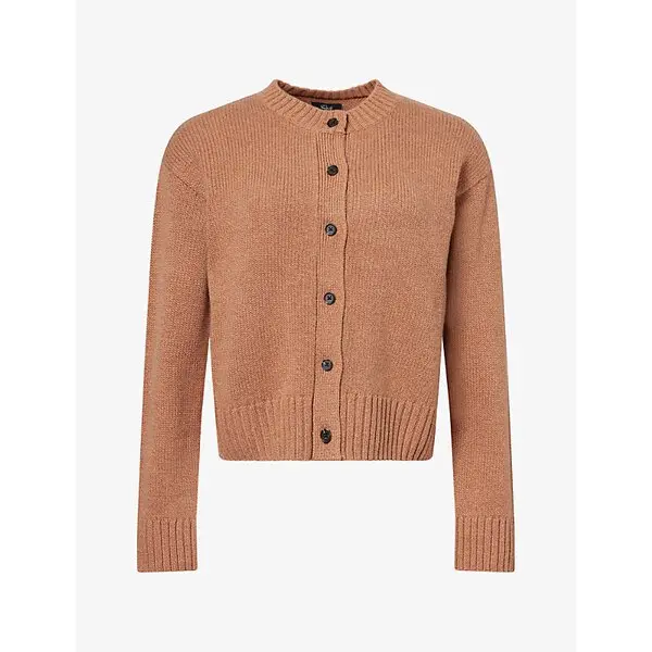 Rails Round Neck Wool, Cotton And Cashmere Cardigan - Heather Camel