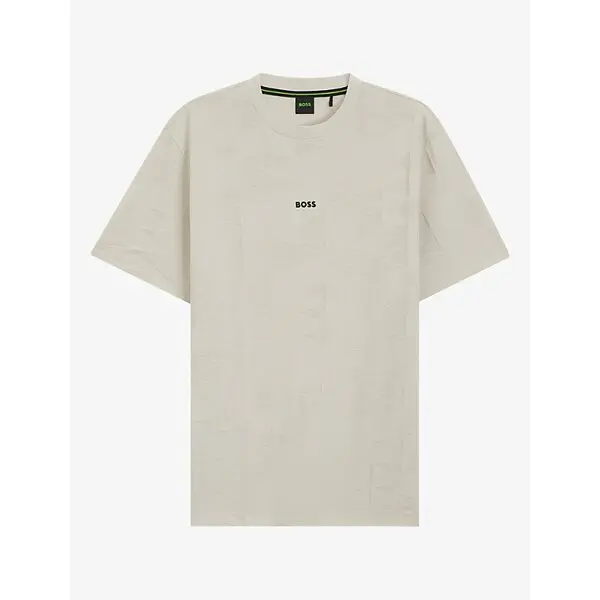 BOSS 3d-jacquard Pattern Logo Cotton-jersey T-shirt Xxxl - Light Beige