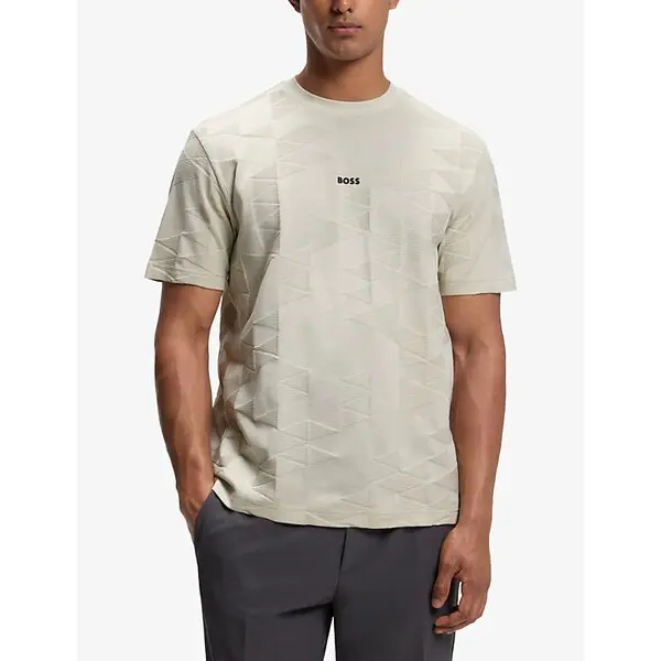 BOSS 3d-jacquard Pattern Logo Cotton-jersey T-shirt Xxxl