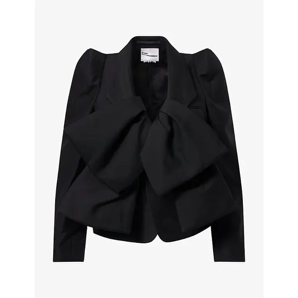 Noir Kei Ninomiya Oversized-bow Notch-lapel Wool Jacket - Black