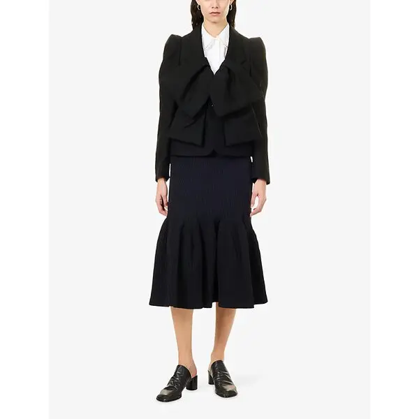 Noir Kei Ninomiya Oversized-bow Notch-lapel Wool Jacket