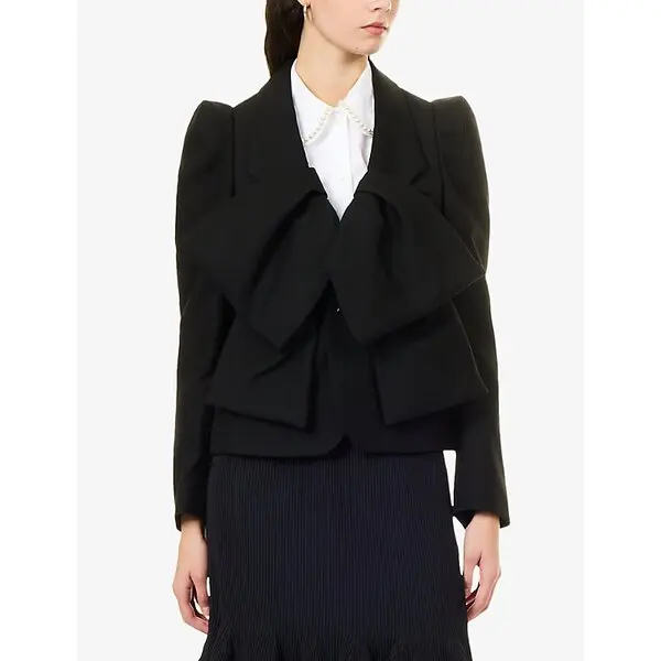 Noir Kei Ninomiya Oversized-bow Notch-lapel Wool Jacket