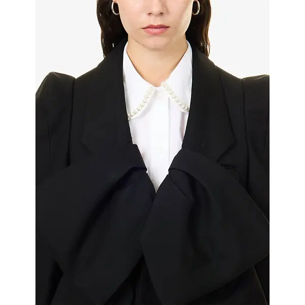 Noir Kei Ninomiya Oversized-bow Notch-lapel Wool Jacket