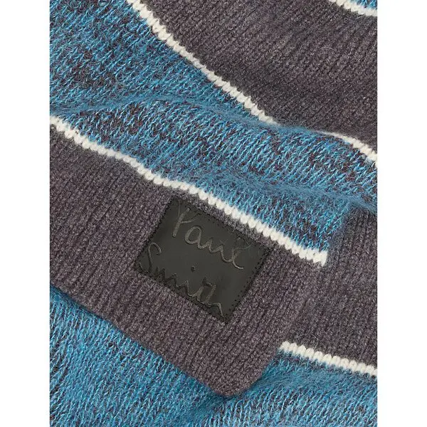 Paul Smith Striped Logo-embroidered Wool And Mohair Scarf