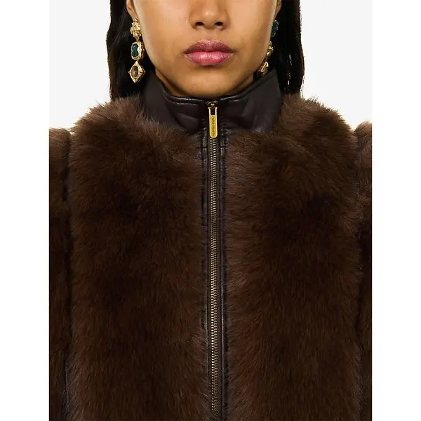Zimmermann Valiant Funnel-neck Faux-fur Jacket