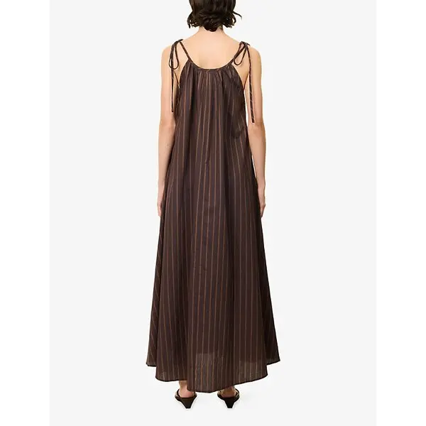 Dissh Fable Stripe Tie Cotton-blend Midi Dress