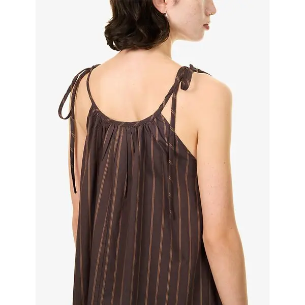 Dissh Fable Stripe Tie Cotton-blend Midi Dress