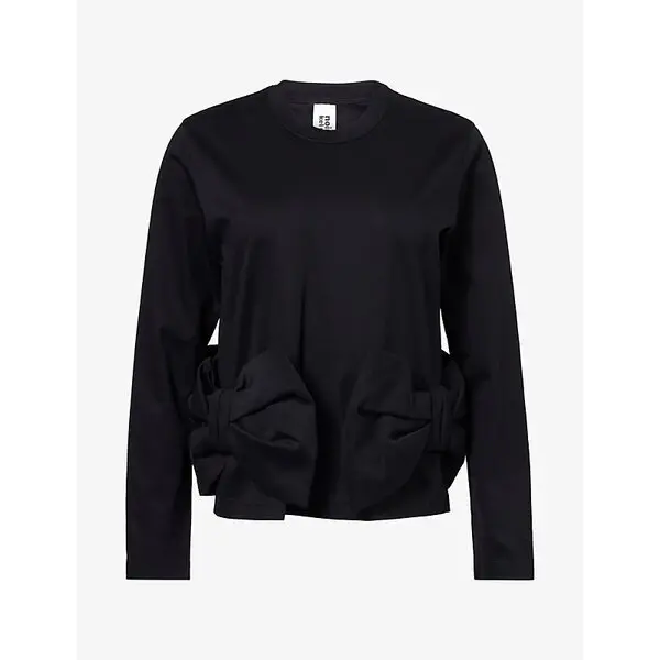 Noir Kei Ninomiya Oversized-bow Long-sleeve Cotton Top