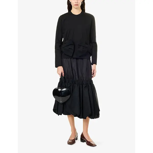 Noir Kei Ninomiya Oversized-bow Long-sleeve Cotton Top