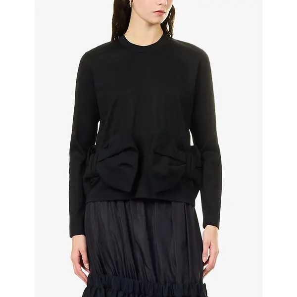 Noir Kei Ninomiya Oversized-bow Long-sleeve Cotton Top