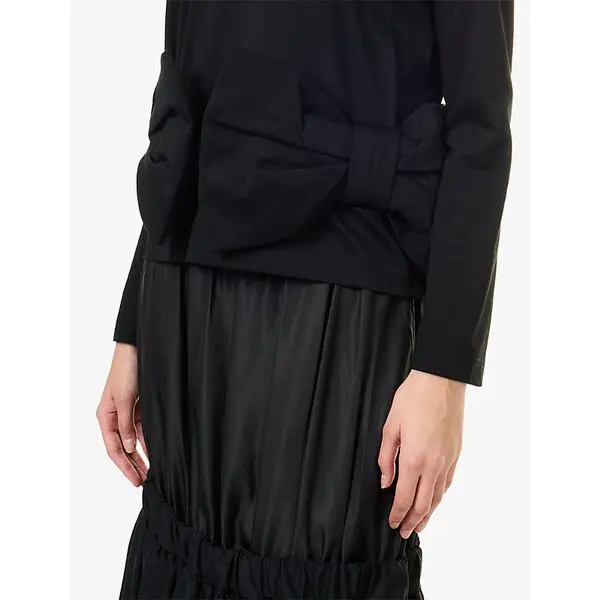 Noir Kei Ninomiya Oversized-bow Long-sleeve Cotton Top