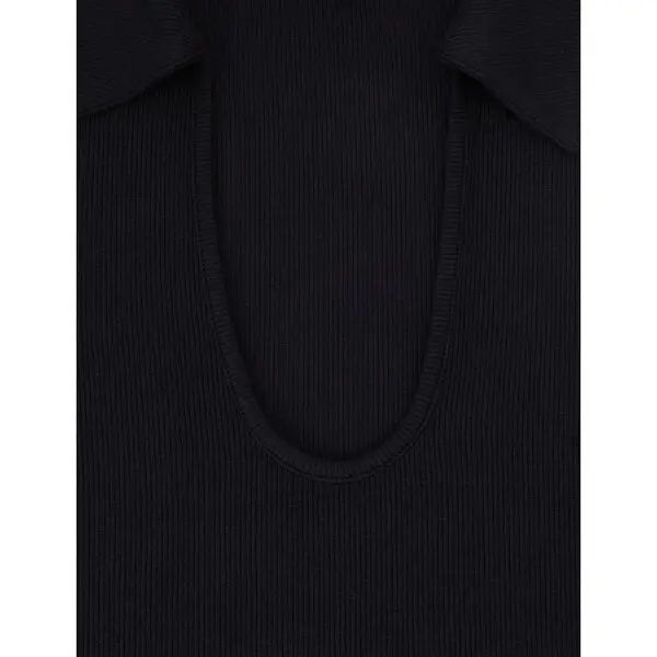 REISS Daria Scoop-neck Stretch-jersey Polo