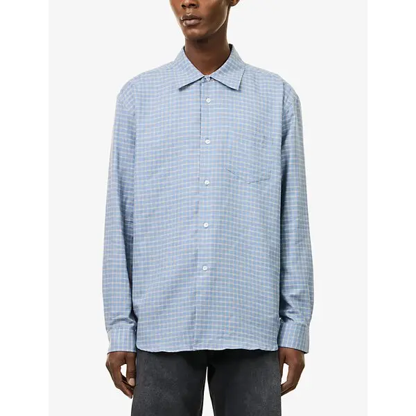 PALMES Serve Check-print Cotton And Cashmere-blend Shirt