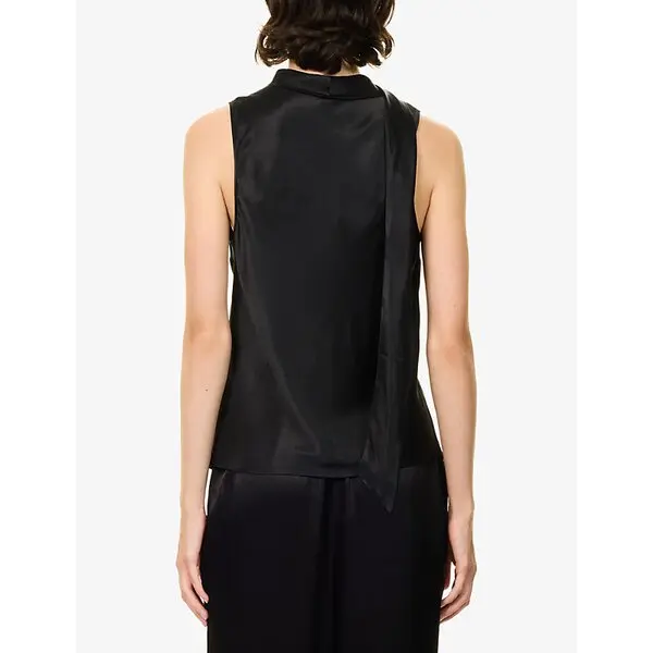 Rails Poppy Neck-tie Satin Blouse Top