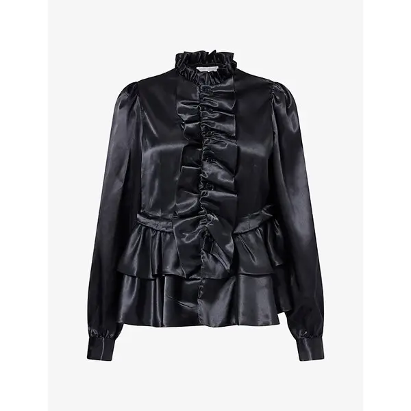 Noir Kei Ninomiya Ruffled Peplum Satin Shirt
