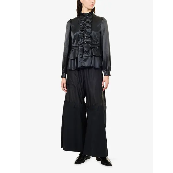 Noir Kei Ninomiya Ruffled Peplum Satin Shirt
