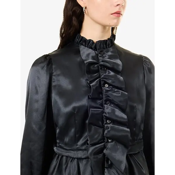Noir Kei Ninomiya Ruffled Peplum Satin Shirt
