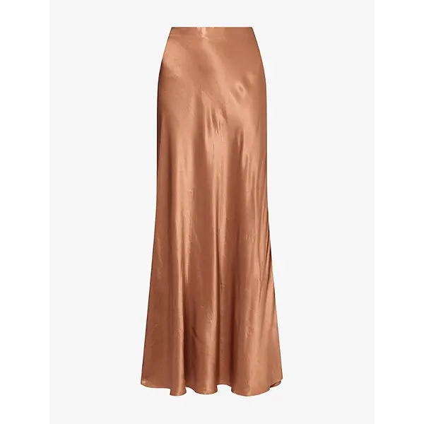 Rails Romina Draped Satin Maxi Skirt - Cinnamon
