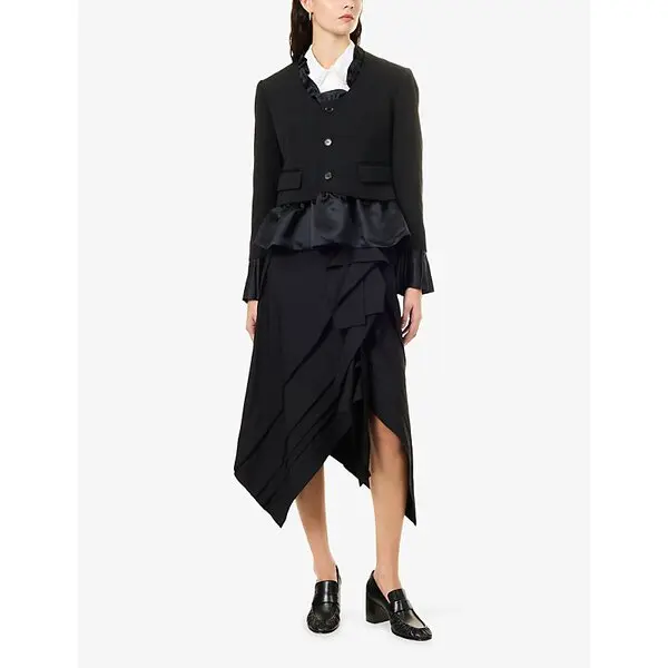 Noir Kei Ninomiya Ruffle-collar Pleated Wool Jacket