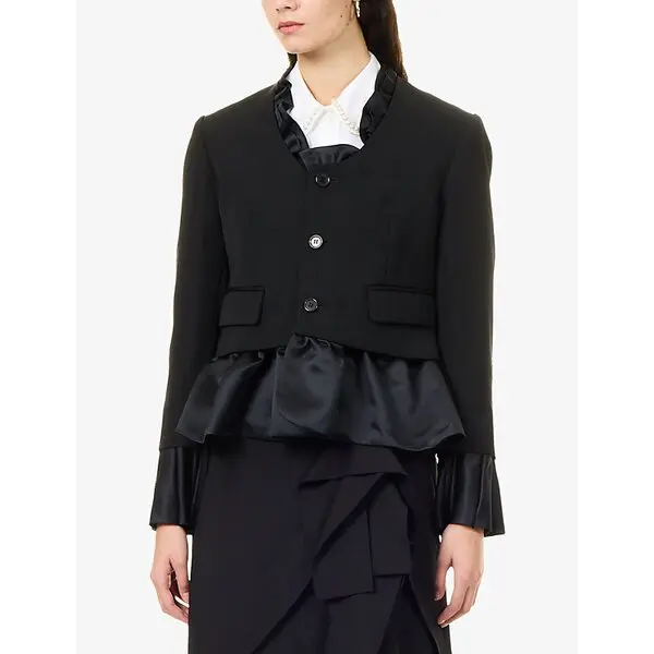Noir Kei Ninomiya Ruffle-collar Pleated Wool Jacket