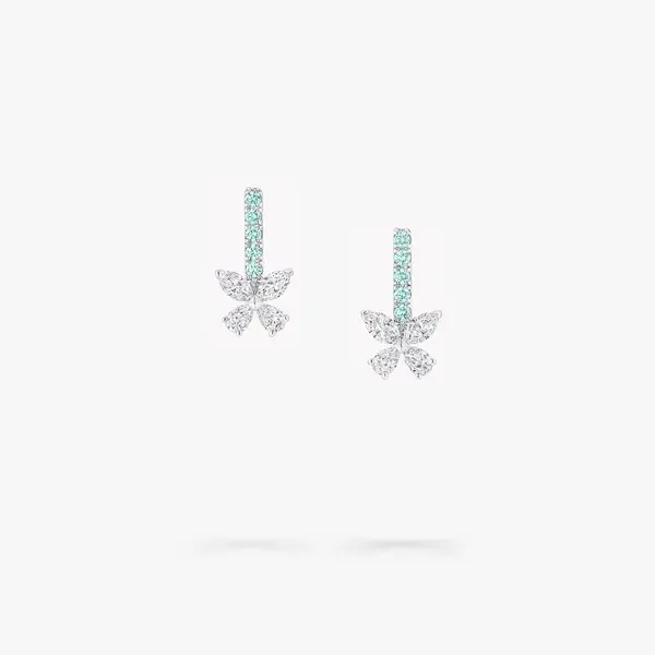 Graff Butterfly Tourmaline And Diamond Drop Earrings - White Gold