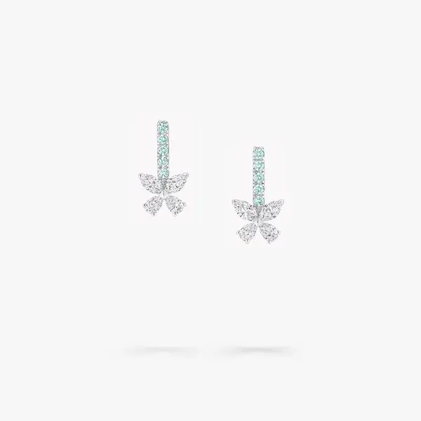 Graff Butterfly Tourmaline And Diamond Drop Earrings - White Gold