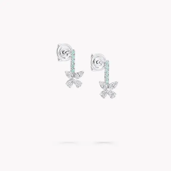 Graff Butterfly Tourmaline And Diamond Drop Earrings - White Gold