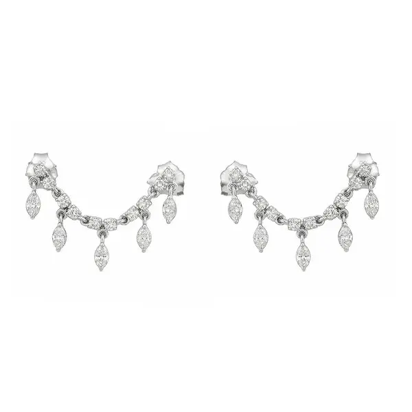 ARTISAN 14k Gold Diamond Ear Jacket Earrings - White
