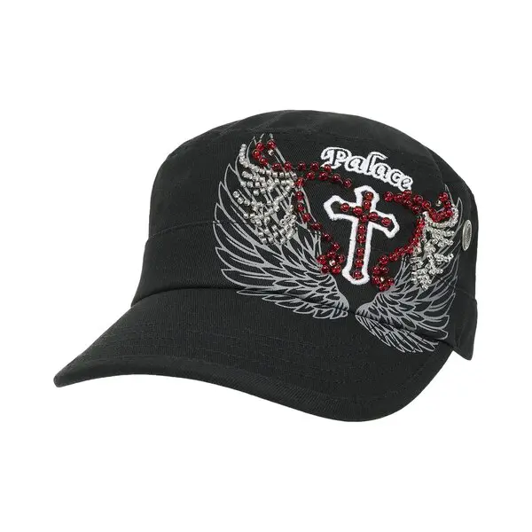 PALACE Military Cap With Embellished Cross And Wings - Black
