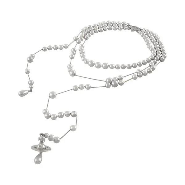VIVIENNE WESTWOOD Broken Pearl Necklace 'pearl/black Diamond