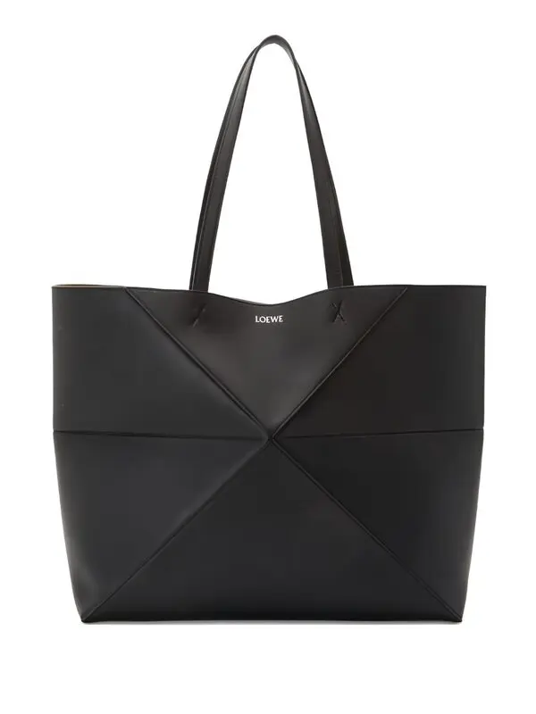 Loewe Puzzle Fold Medium Leather Tote - Black