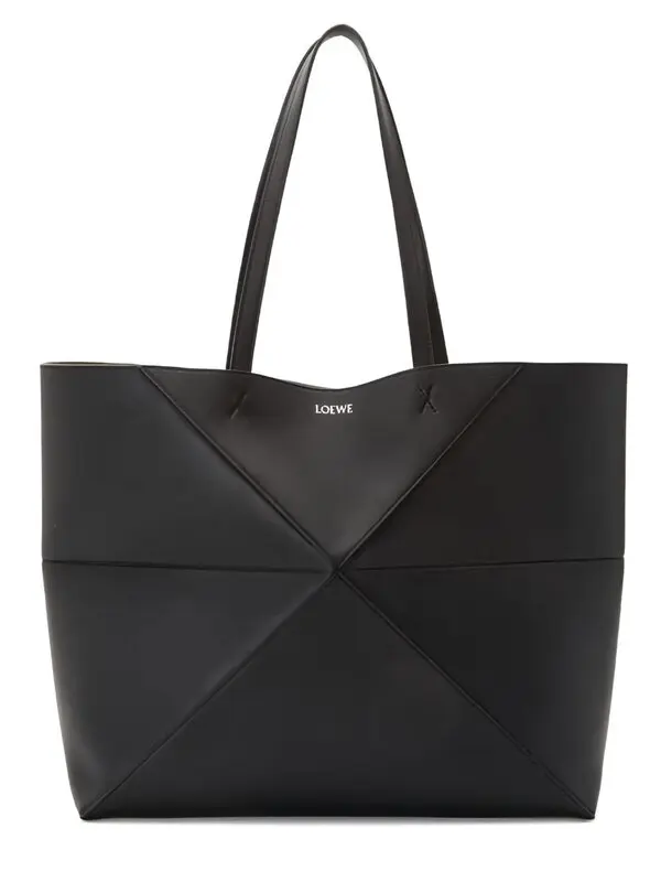 Loewe Puzzle Fold Medium Leather Tote - Black