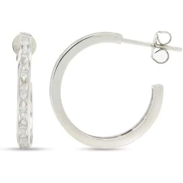 BELLUS DOMINA Sterling Stud Hoops With Cubic Zirconia - Silver