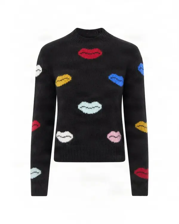 Fiorucci Lips Print Mock Neck Sweater