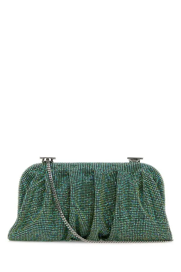 Benedetta Bruzziches Large Venus Embellished Fabric Clutch - Green