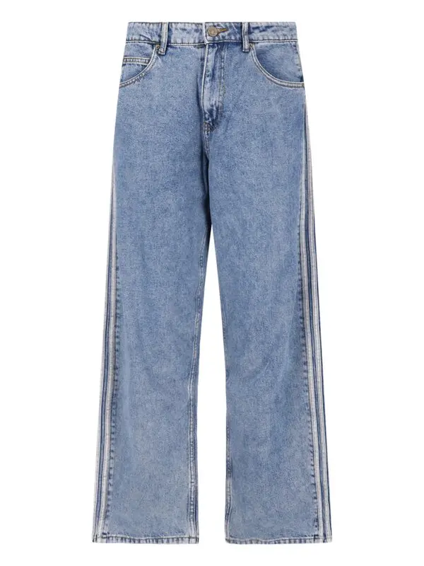 Adidas High-waisted Wide-leg Jeans - Blue