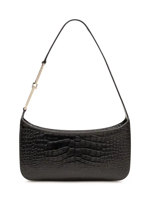 TOM FORD Tumbled Croc Small Shoulder Bag - Black