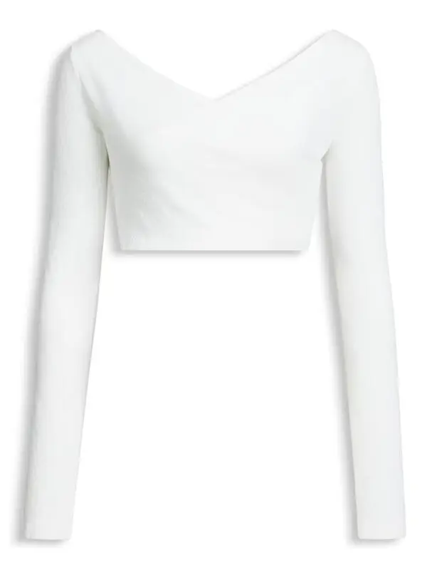 Alaïa Long Sleeve Cropped Top - Ivory