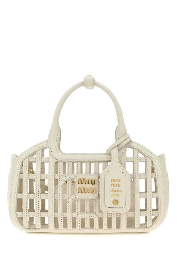 Miu Miu Mini Chalk Leather Handbag - White