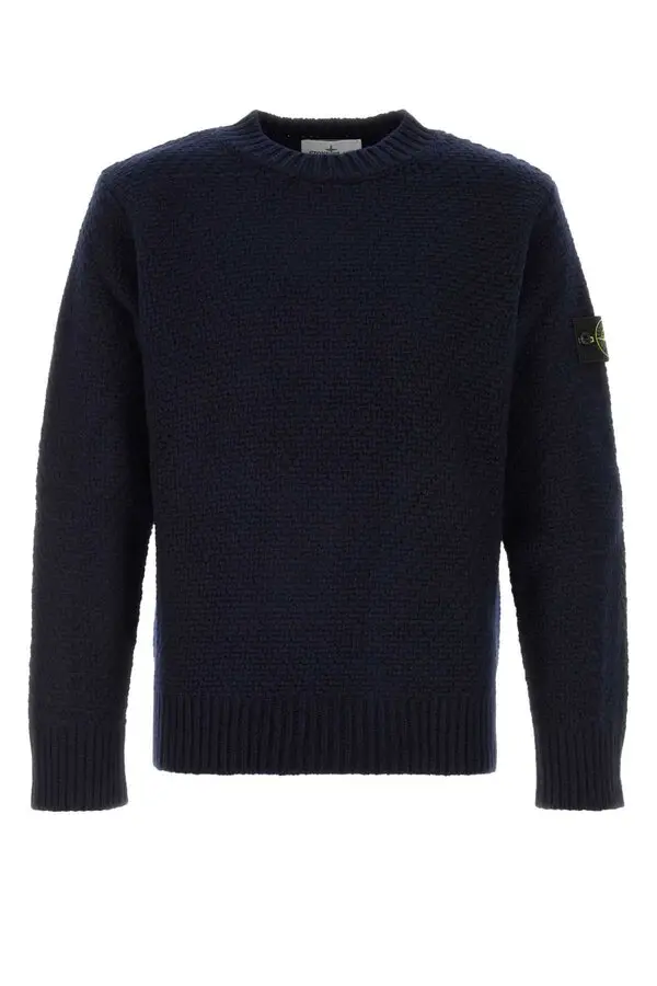Stone Island Texture Wool-blend Crewneck Sweater - Blue