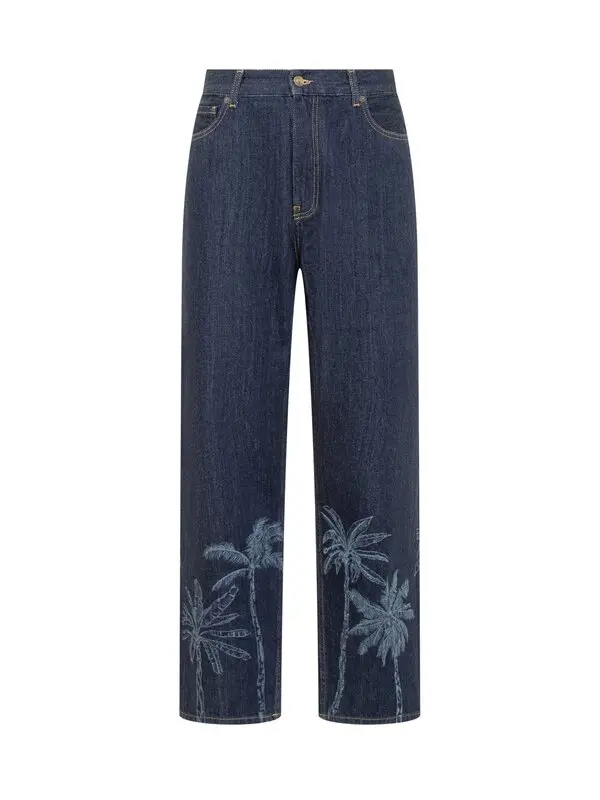 Alanui Mini Jungle Toile Denim Jeans - Light Blue