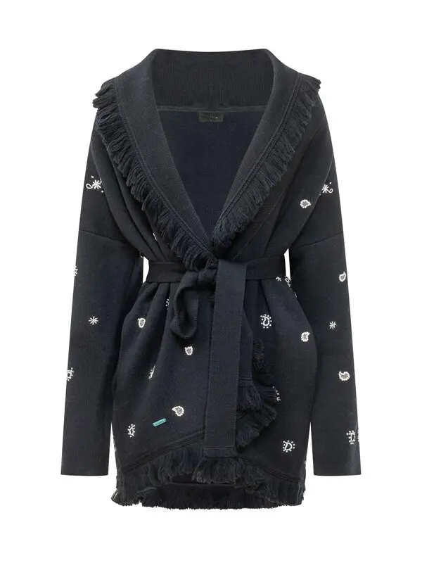 Alanui Echoes Knit Cardigan - Navy Blue